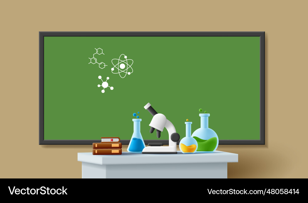 Interior of school chemical laboratory with table Vector Image