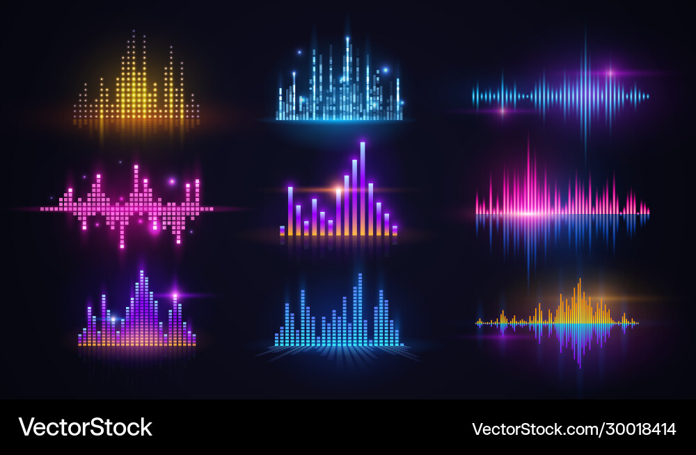 Neon Music Equalizer Waves Royalty Free Vector Image