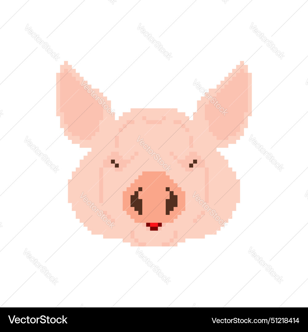 Pig head pixel art pixelated piggy 8bit Royalty Free Vector