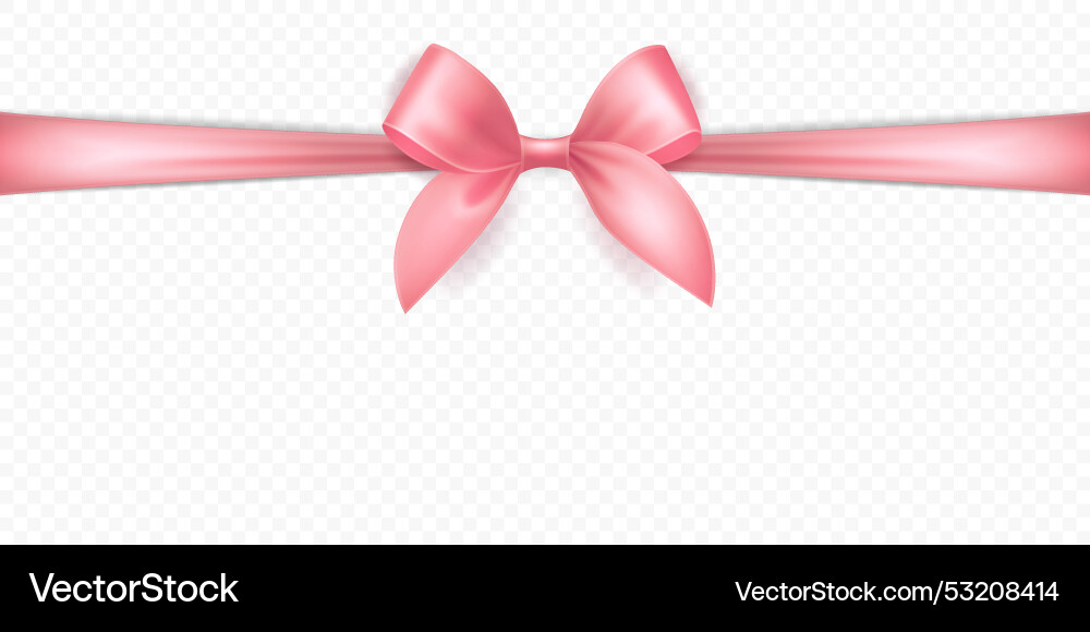 Realistic silk pink gift ribbon satin bow Vector Image