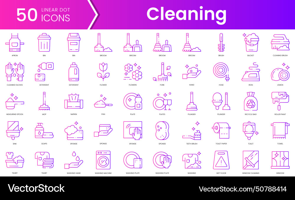 Set of cleaning icons gradient style icon bundle Vector Image