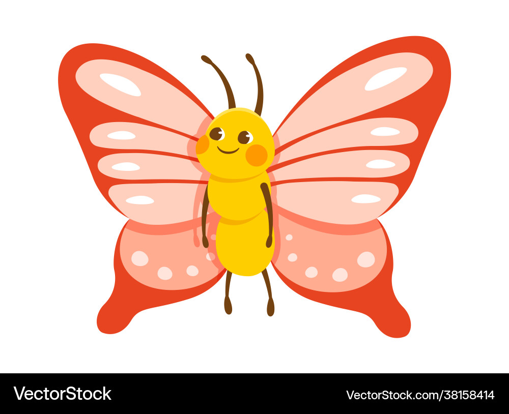 Smiling Butterfly on White Royalty Free Vector Image