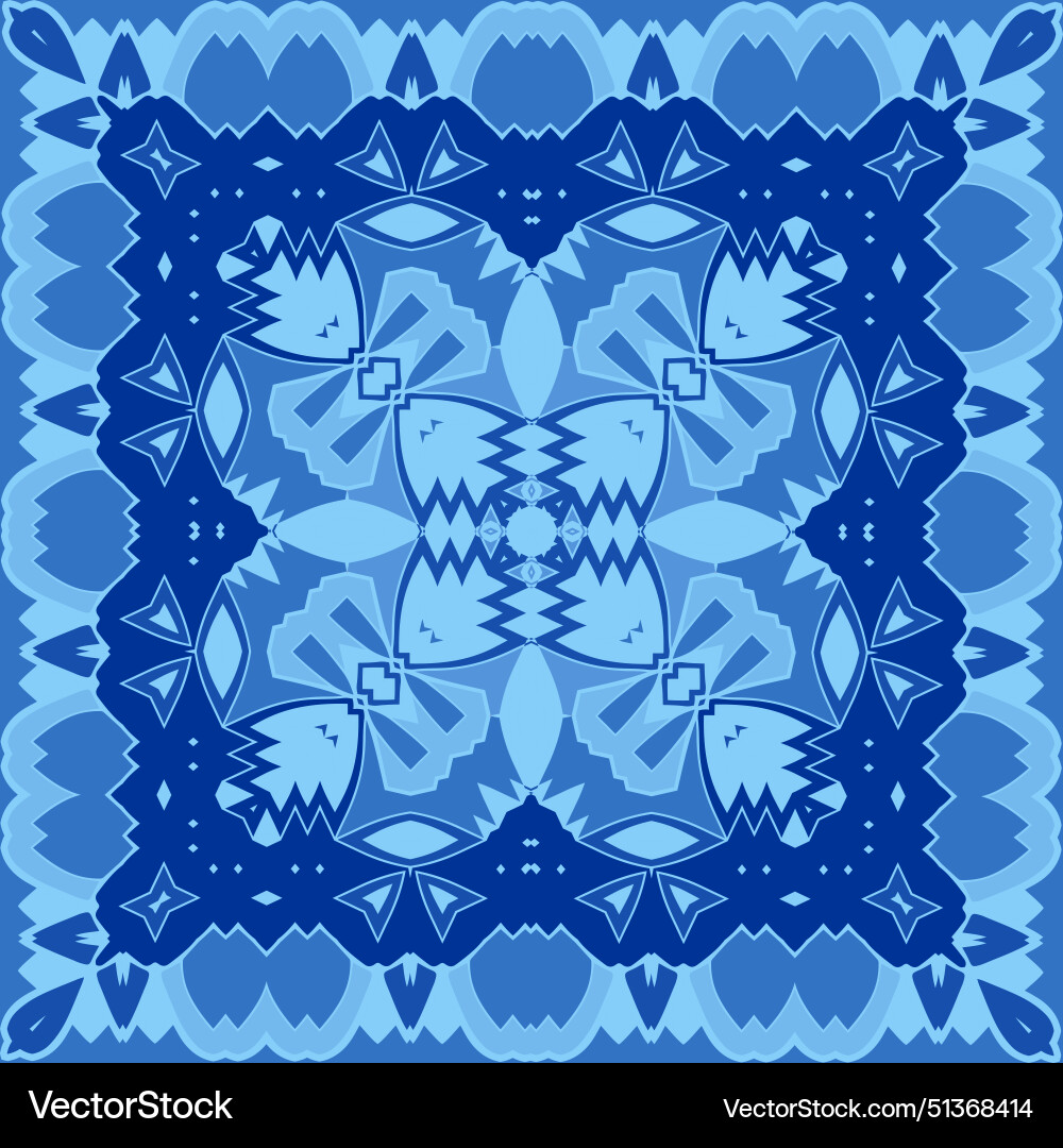Watercolor blue damask hand drawn Royalty Free Vector Image