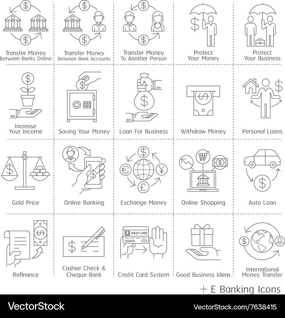 Banking service icons Royalty Free Vector Image