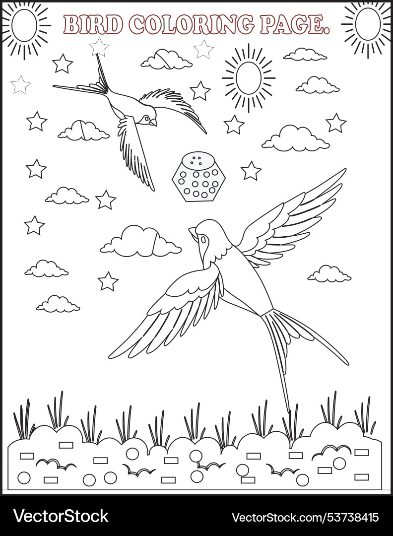 Hand drawn bird outline coloring page Royalty Free Vector