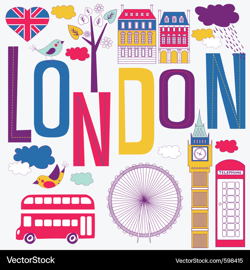 London Cityscape Collage Royalty Free Vector Image
