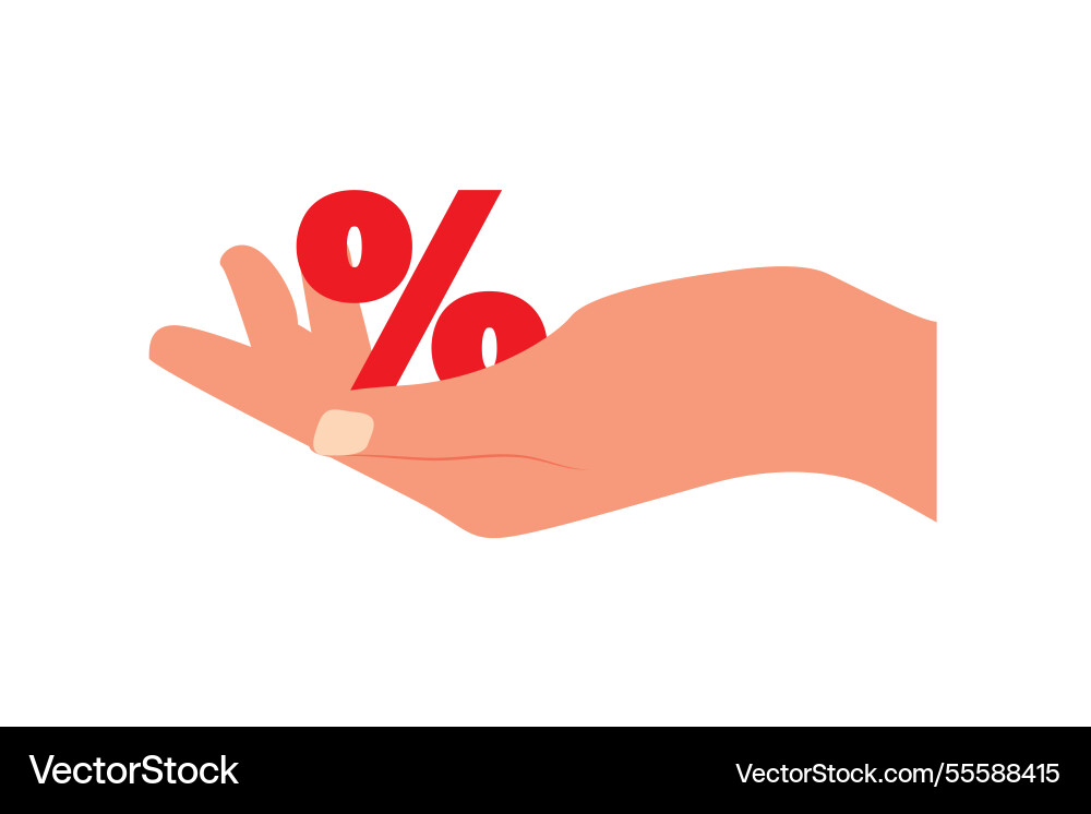 Percent in hands drawing sign Royalty Free Vector Image