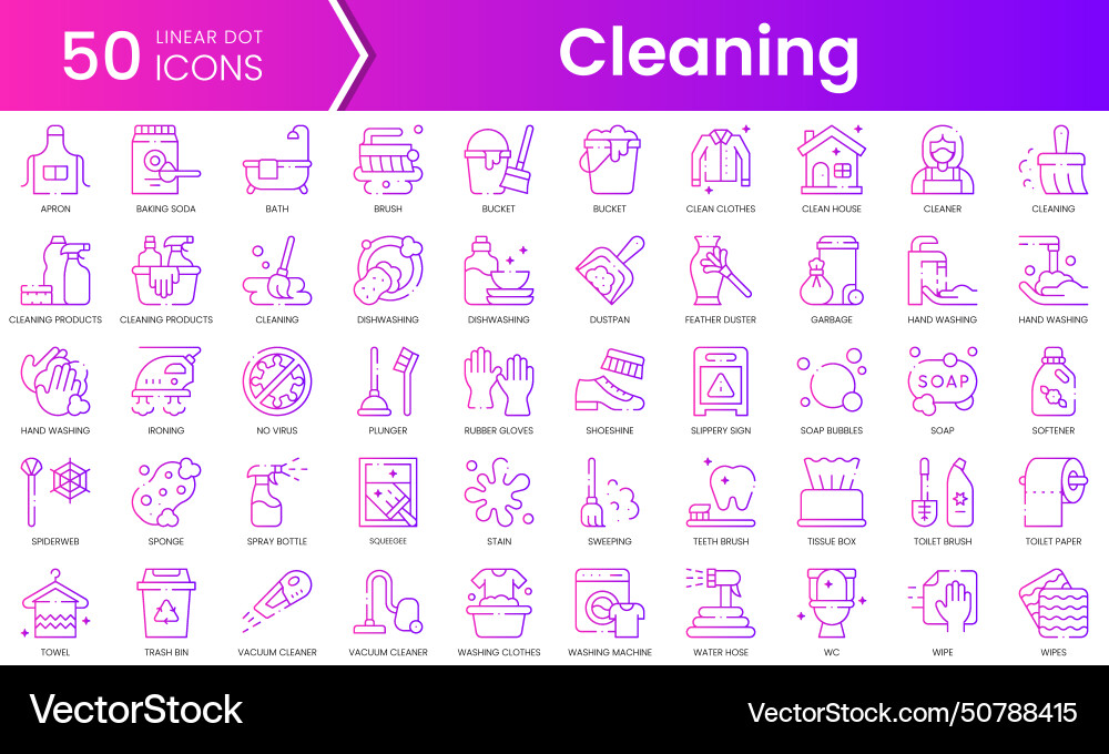 Set of cleaning icons gradient style icon bundle Vector Image