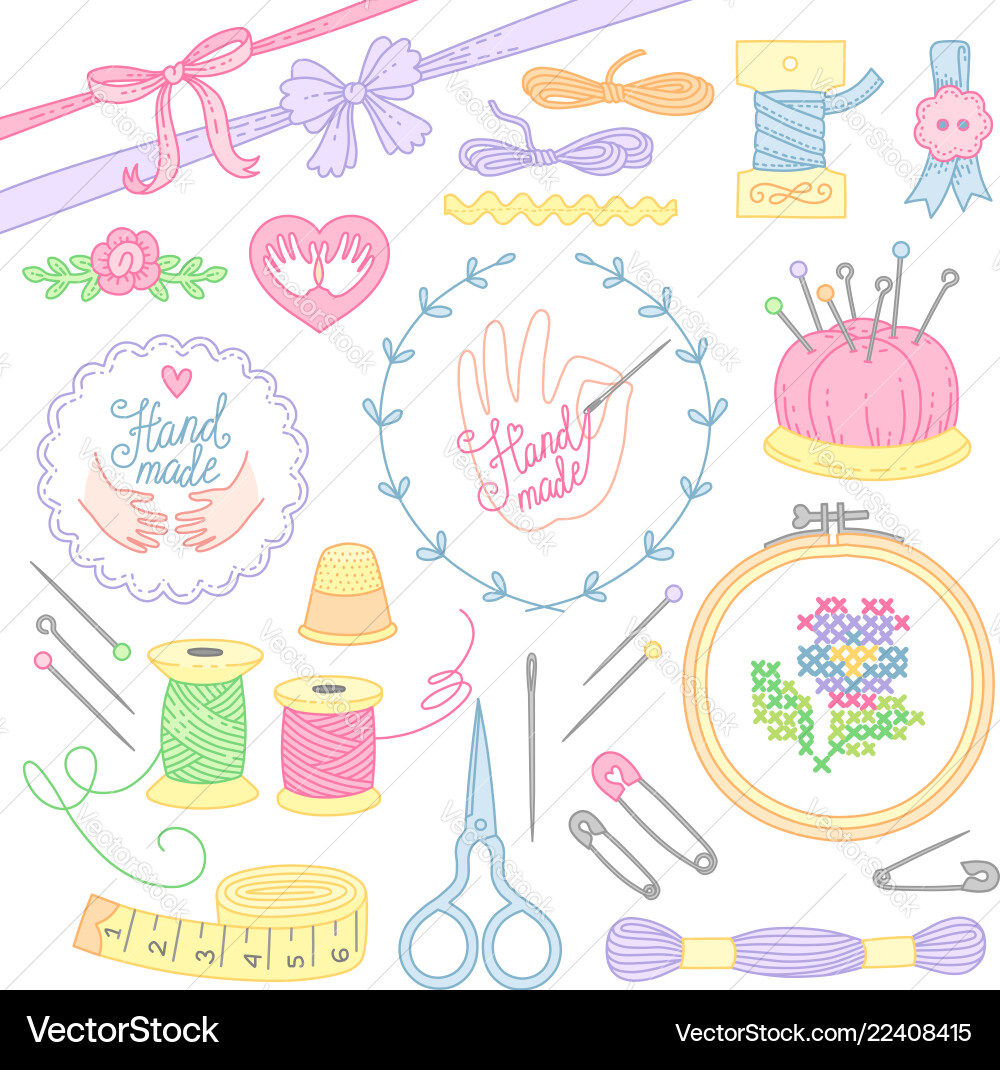 Sewing embroidery handmade Royalty Free Vector Image