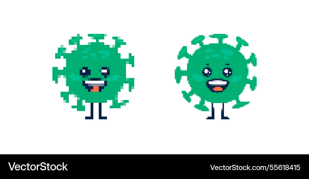 Two cute cartoon virus characters with smiling Vector Image