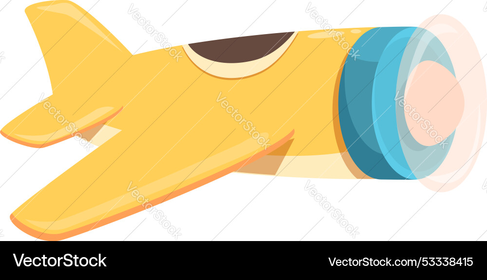 Yellow cartoon airplane flying with propeller Vector Image