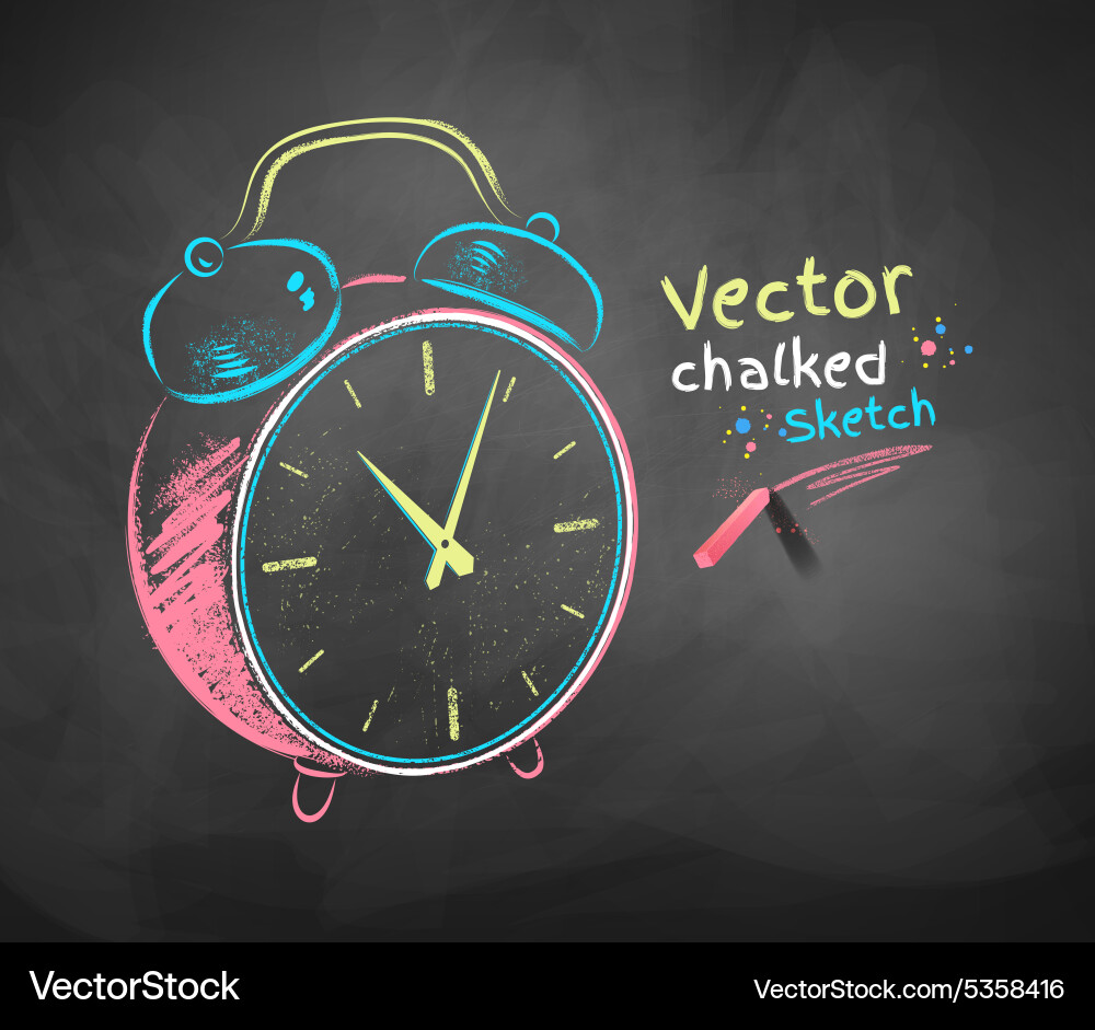 Chalkboard Alarm Clock Royalty Free Vector Image