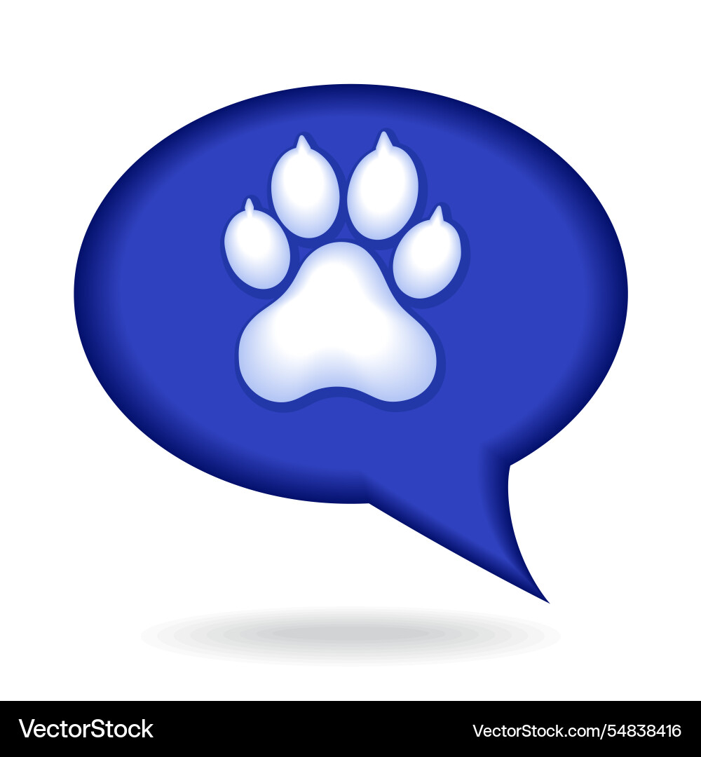 Comment sign with paw print communication Vector Image