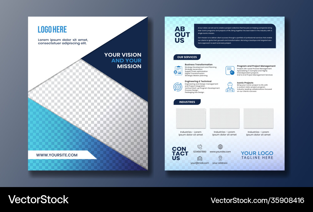 Double side brochure design for corporate Vector Image