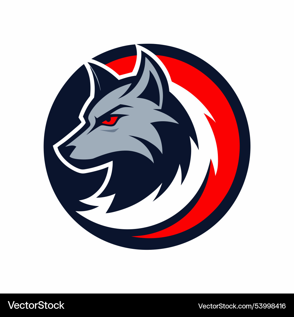 Dynamic wolf mascot logo in circle on white Vector Image