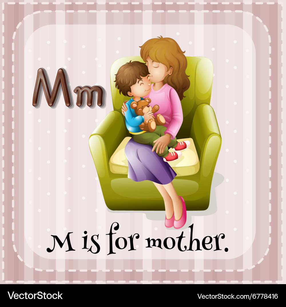 Flashcard alphabet m is for mother Royalty Free Vector Image