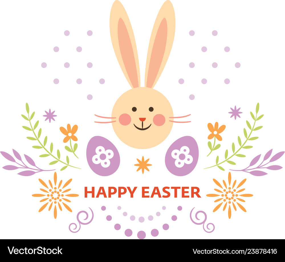 Happy easter card design cute bunny Royalty Free Vector