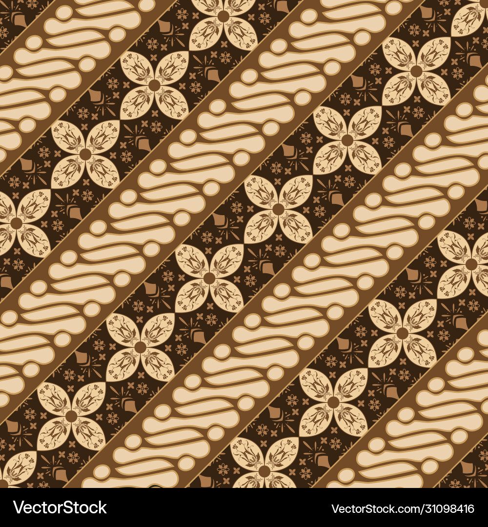 Indonesian Batik Flower Pattern Royalty Free Vector Image