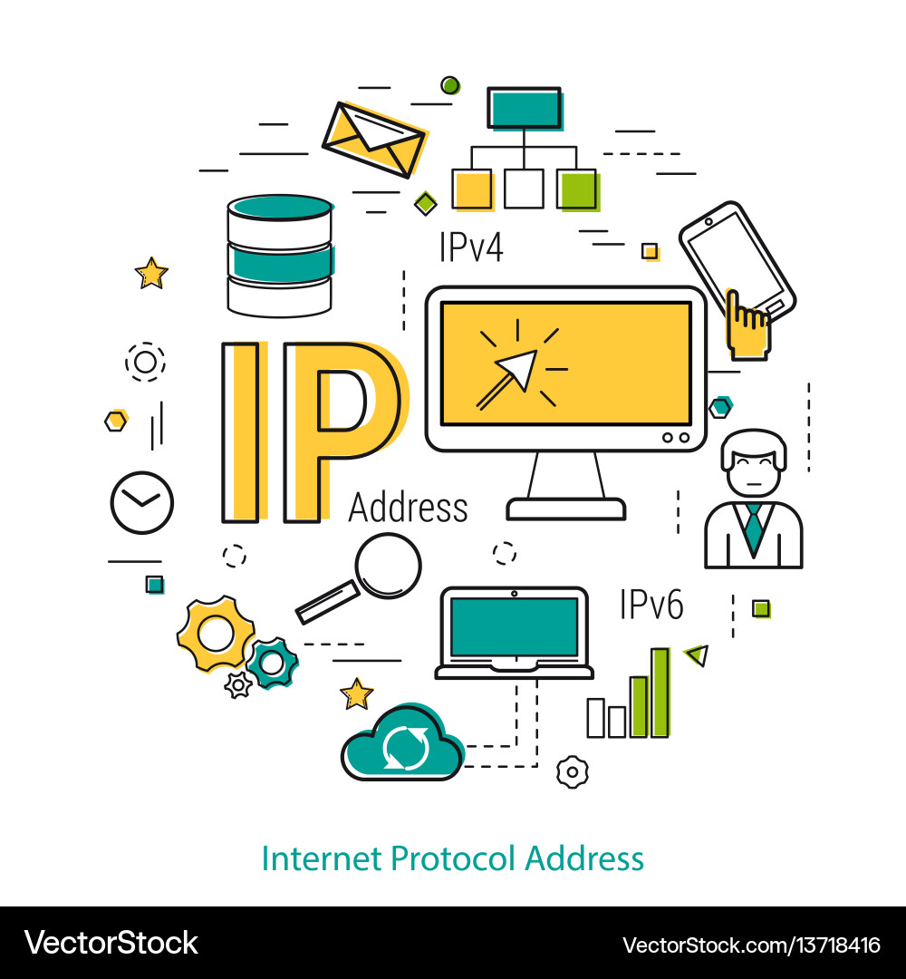 Ip address - line concept Royalty Free Vector Image