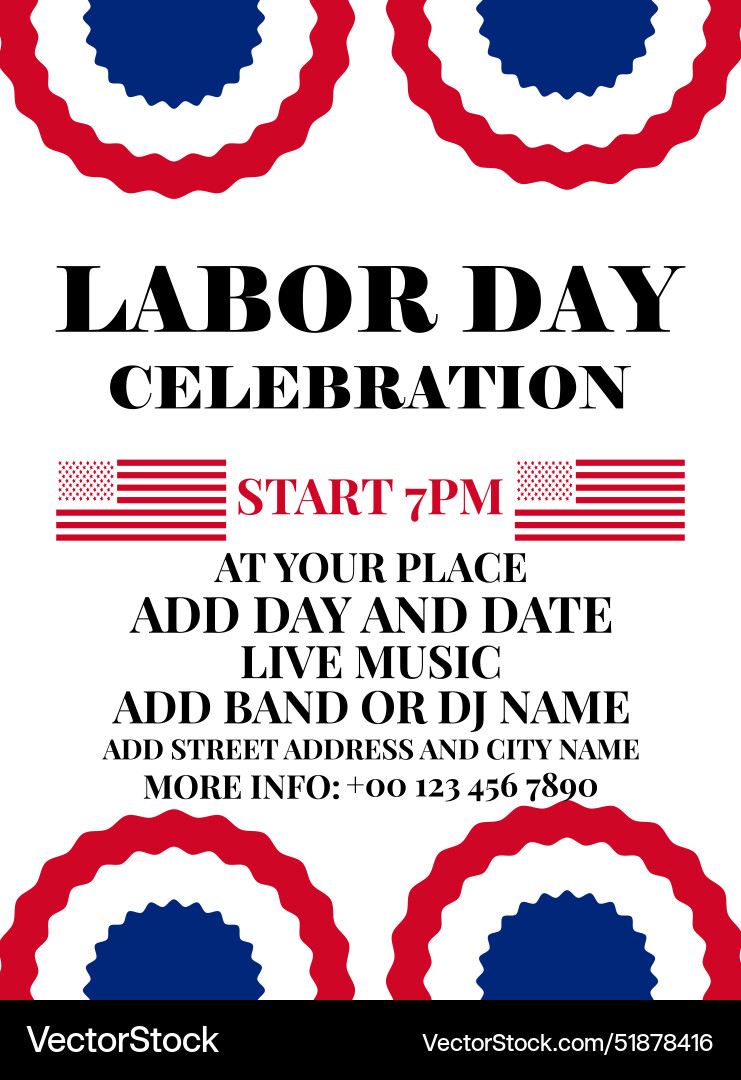 Labor day celebration flyer poster design Vector Image