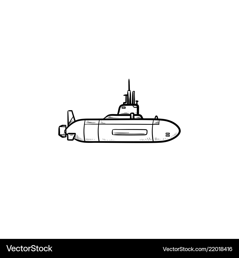 Militärische U-Boot Hand gezeichnet Umriss Doodle Symbol