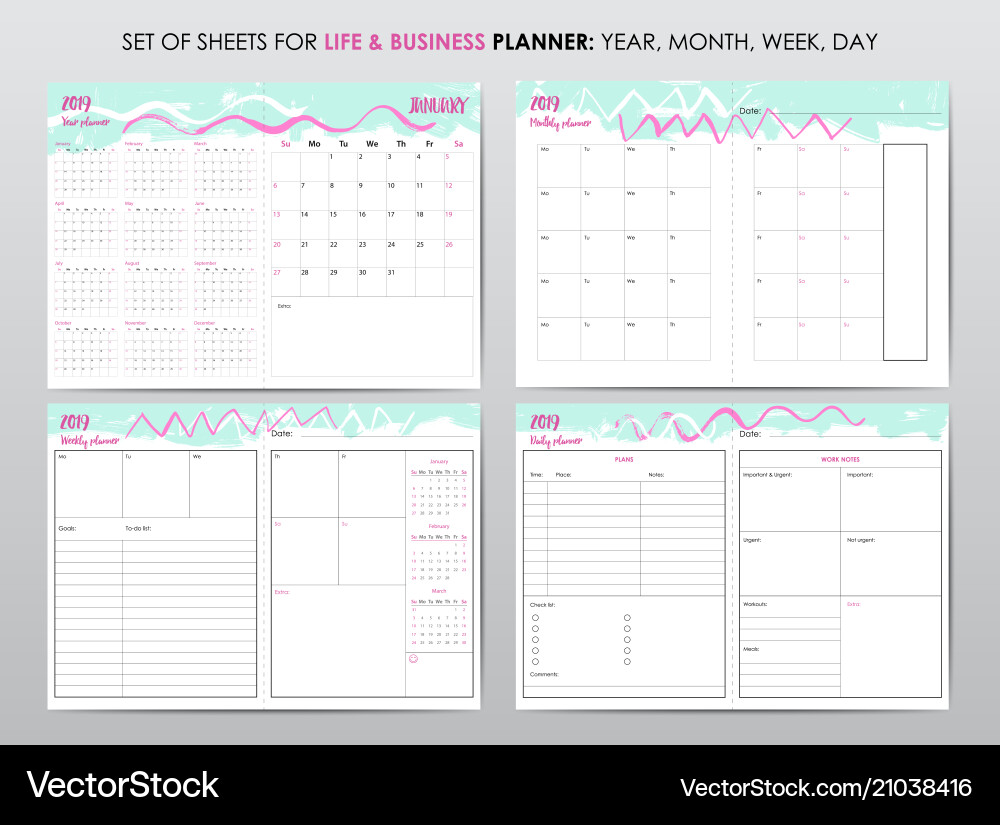Project planner template Royalty Free Vector Image