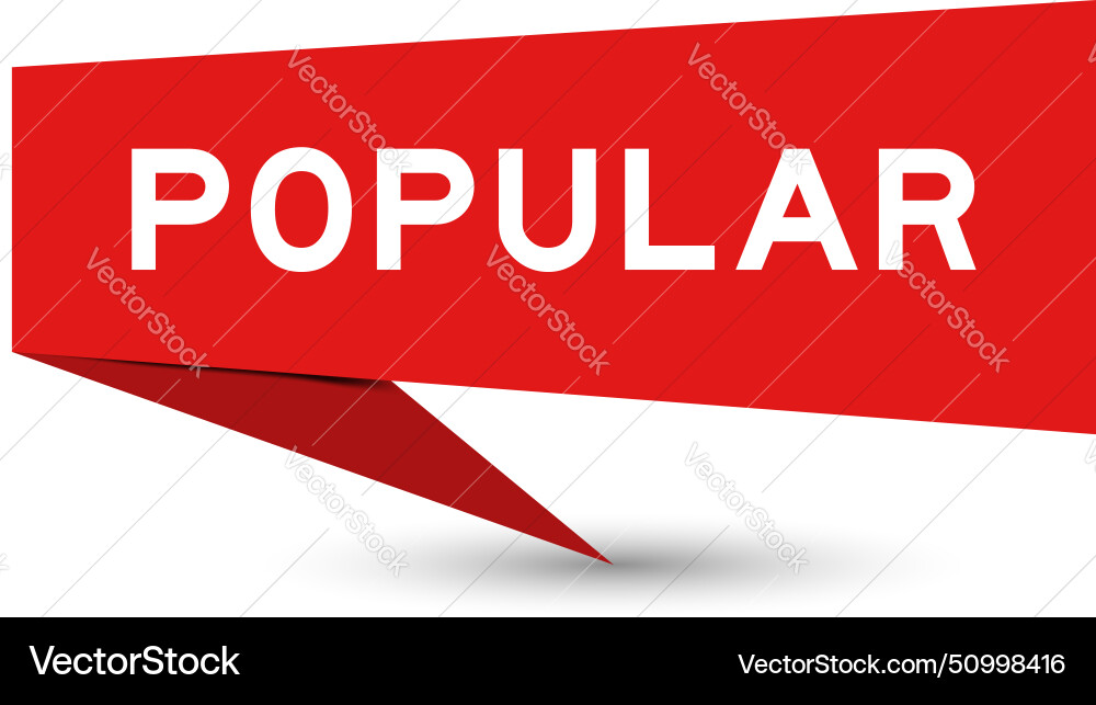 Red color speech banner with word popular Vector Image