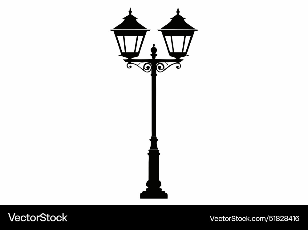 Silhouette street lamp post c Royalty Free Vector Image