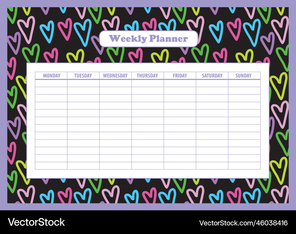 Student schedule template Royalty Free Vector Image