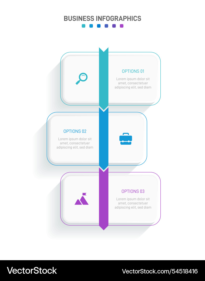 Vertical progress bar featuring 3 arrow-shaped Vector Image