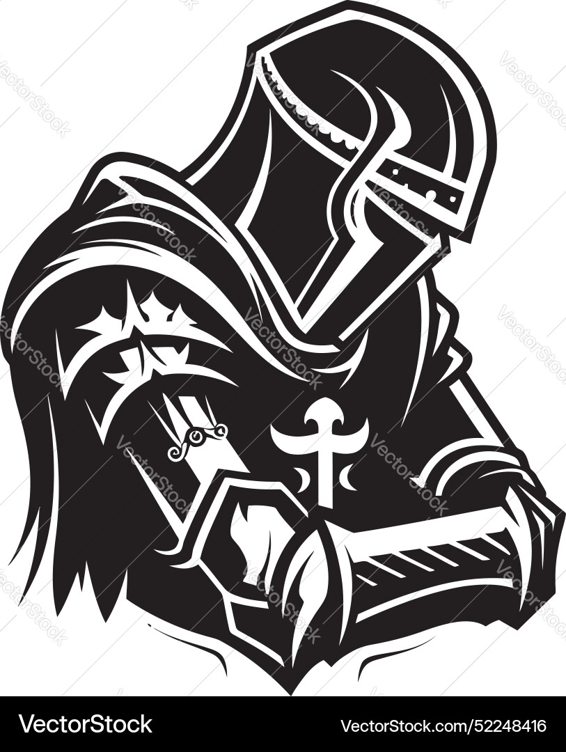 Wistful watchman elegant sad knight soldier Vector Image
