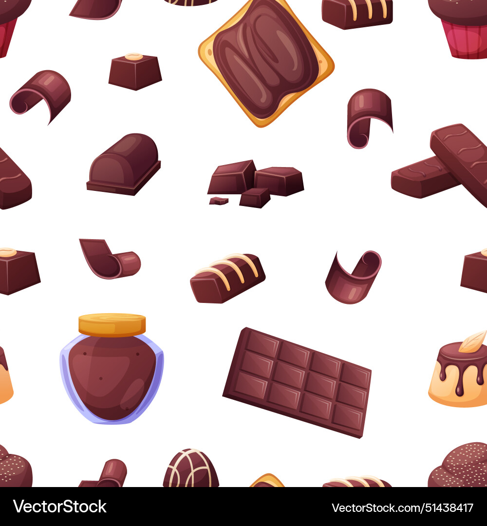 Chocolate food seamless pattern candies chocobar Vector Image