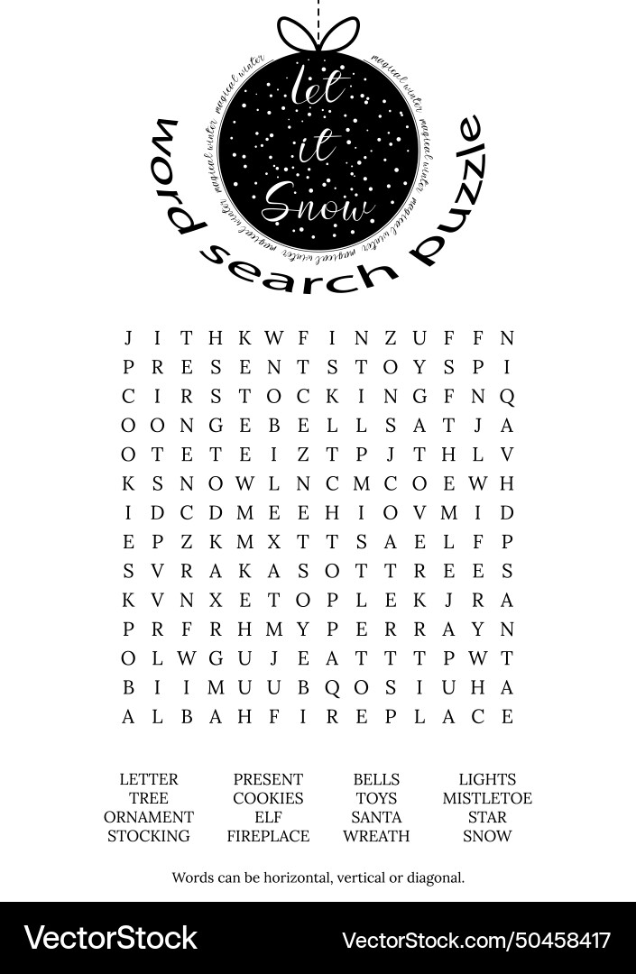 Christmas word search puzzle Royalty Free Vector Image