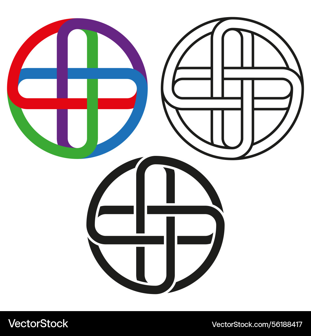 Circular knot symbol interwoven ribbon shape Vector Image