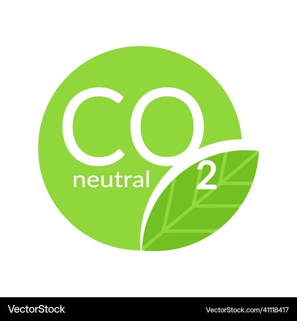 Co2 neutral stamp carbon emissions free label Vector Image