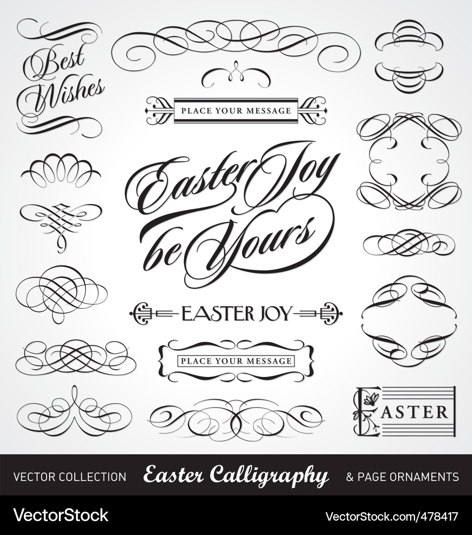 Elegant Easter Calligraphy Set Royalty Free Vector Image