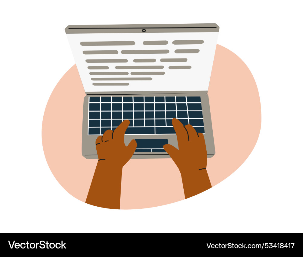 Hands typing laptop Royalty Free Vector Image - VectorStock