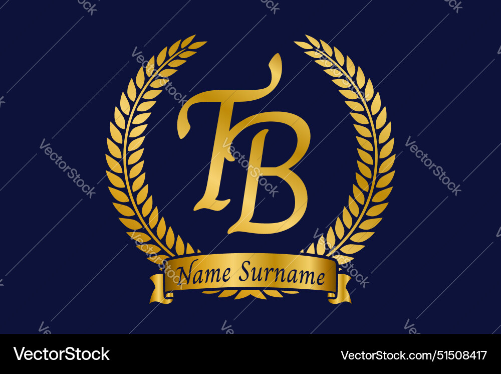Initial letter t and b tb monogram logo design Vector Image