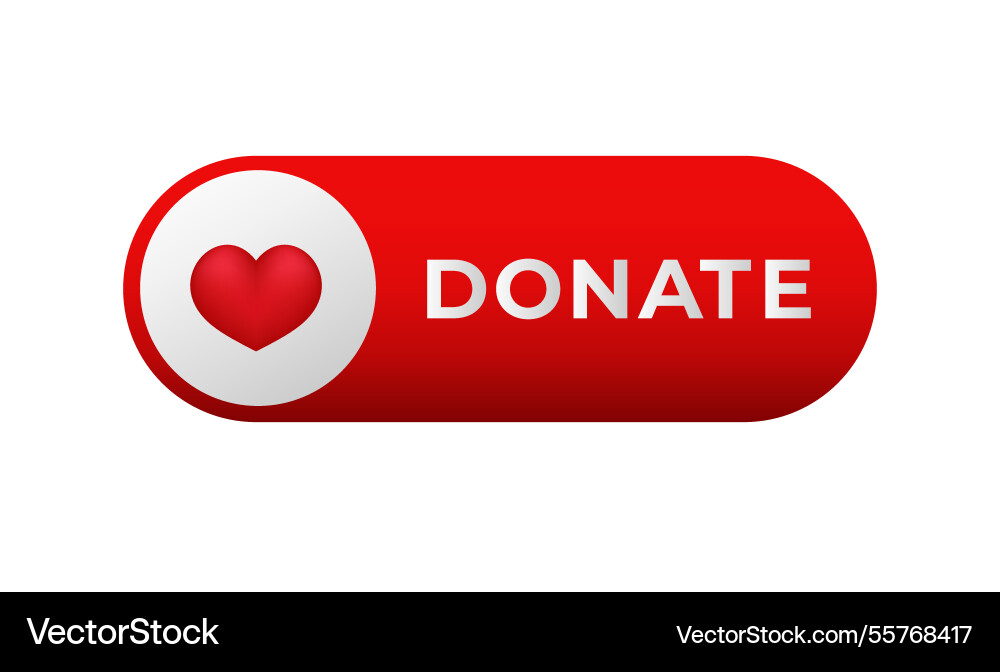 Round donate button with heart symbol Royalty Free Vector