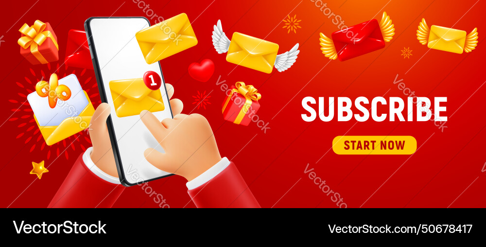 Subscribe newsletter banner template Royalty Free Vector