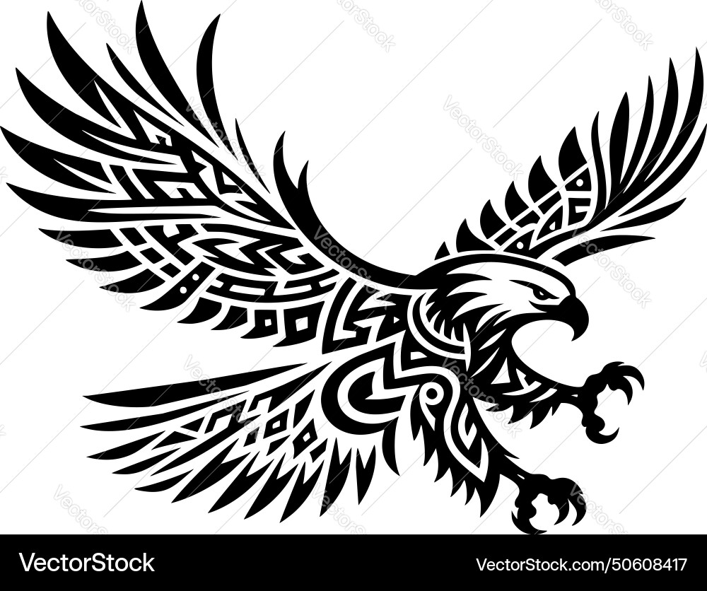 Tribal eagle in flight Royalty Free Vector Image