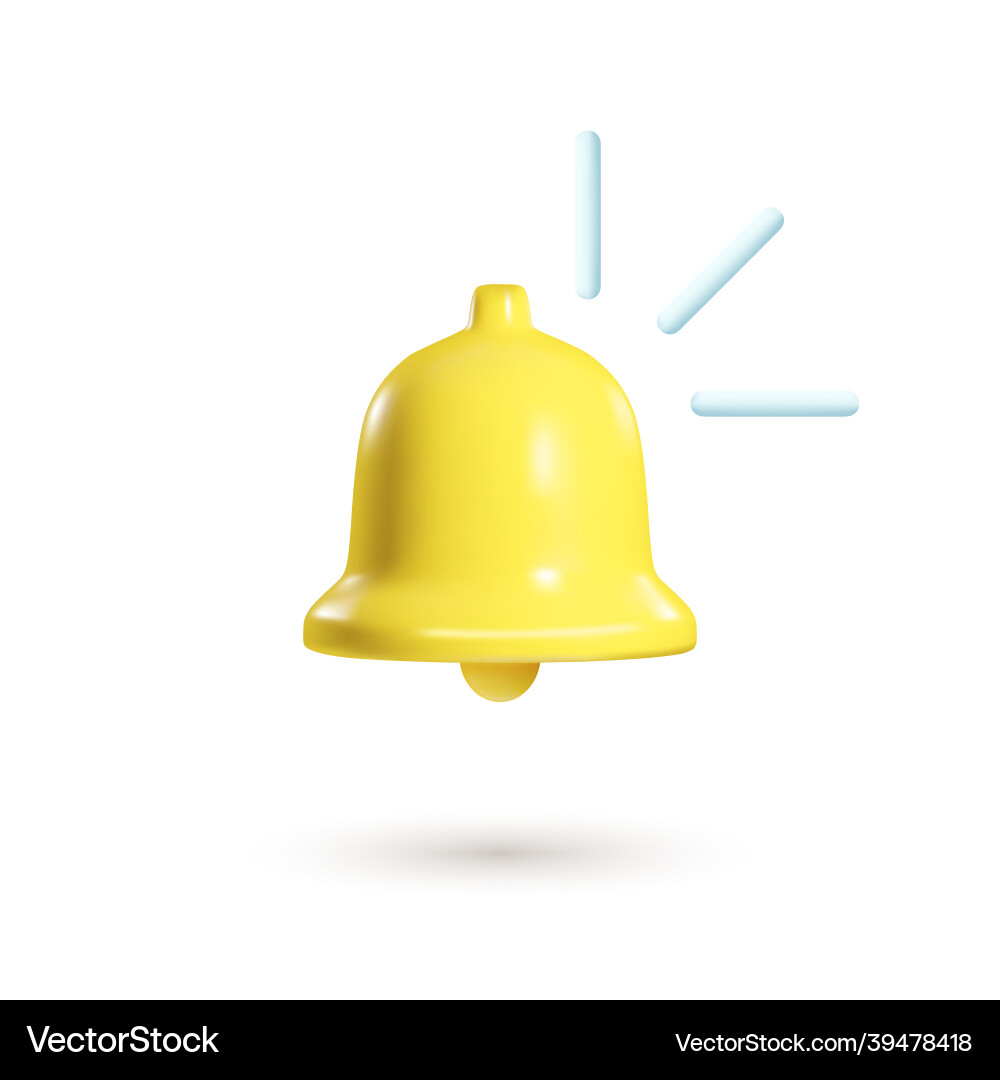 3d notification bell isolated on white background Vector Image