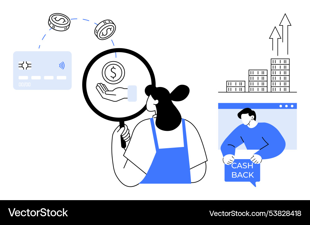 Analyzing financial transactions with cashback Vector Image
