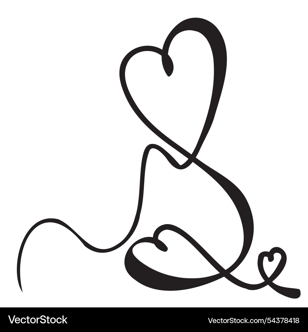 Continuous heart one line art love Royalty Free Vector Image