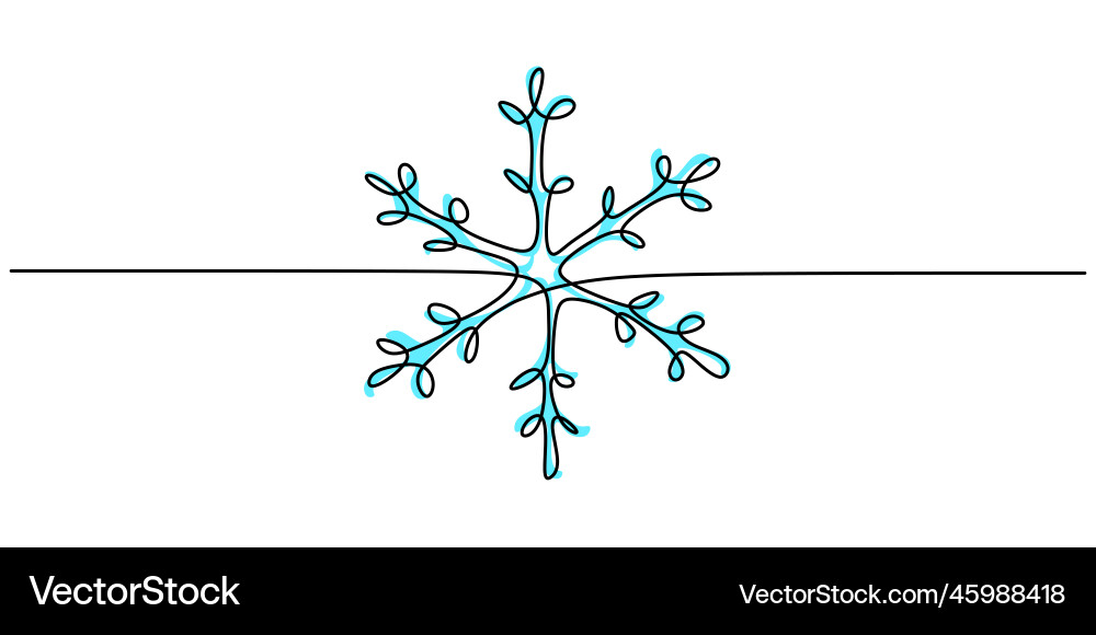 Continuous one single line of snowflake Royalty Free Vector