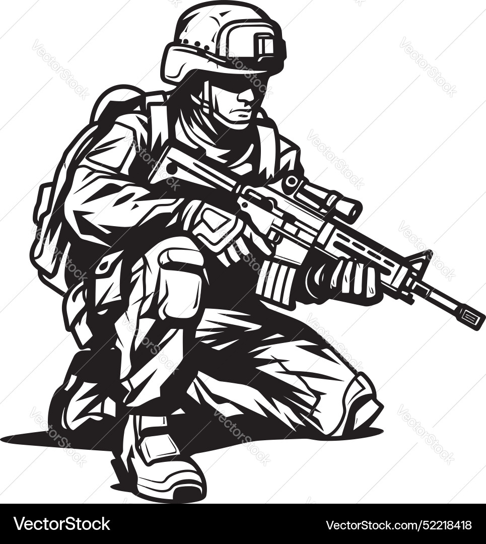 Deadly precision tactical warrior emblem in black Vector Image