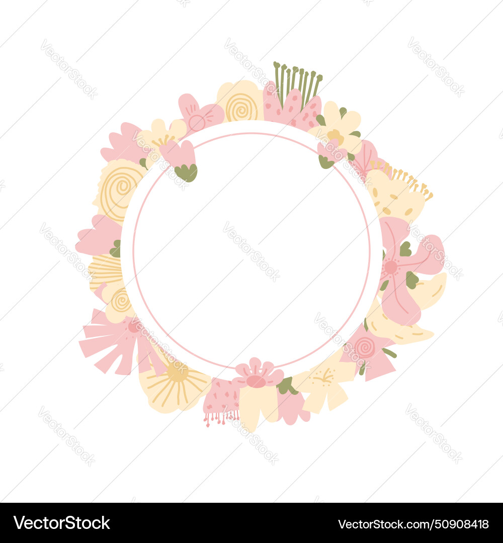 Floral wreath isolated on white background spring Vector Image