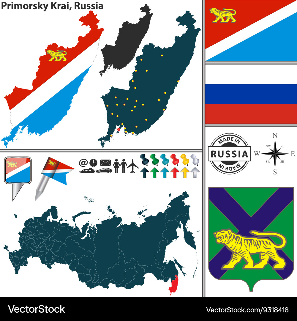 Map of krai primorsky Royalty Free Vector Image