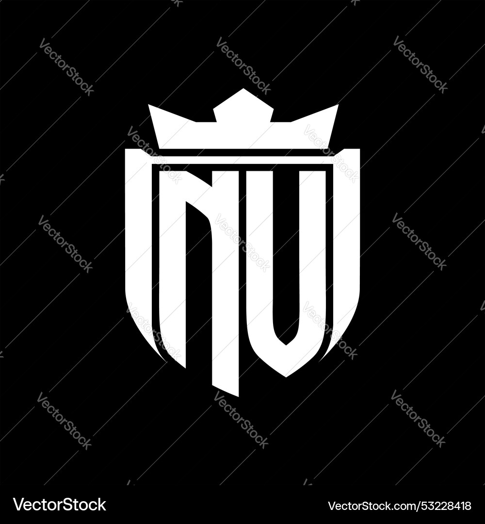 Nv letter logo shield shape inside badge Vector Image