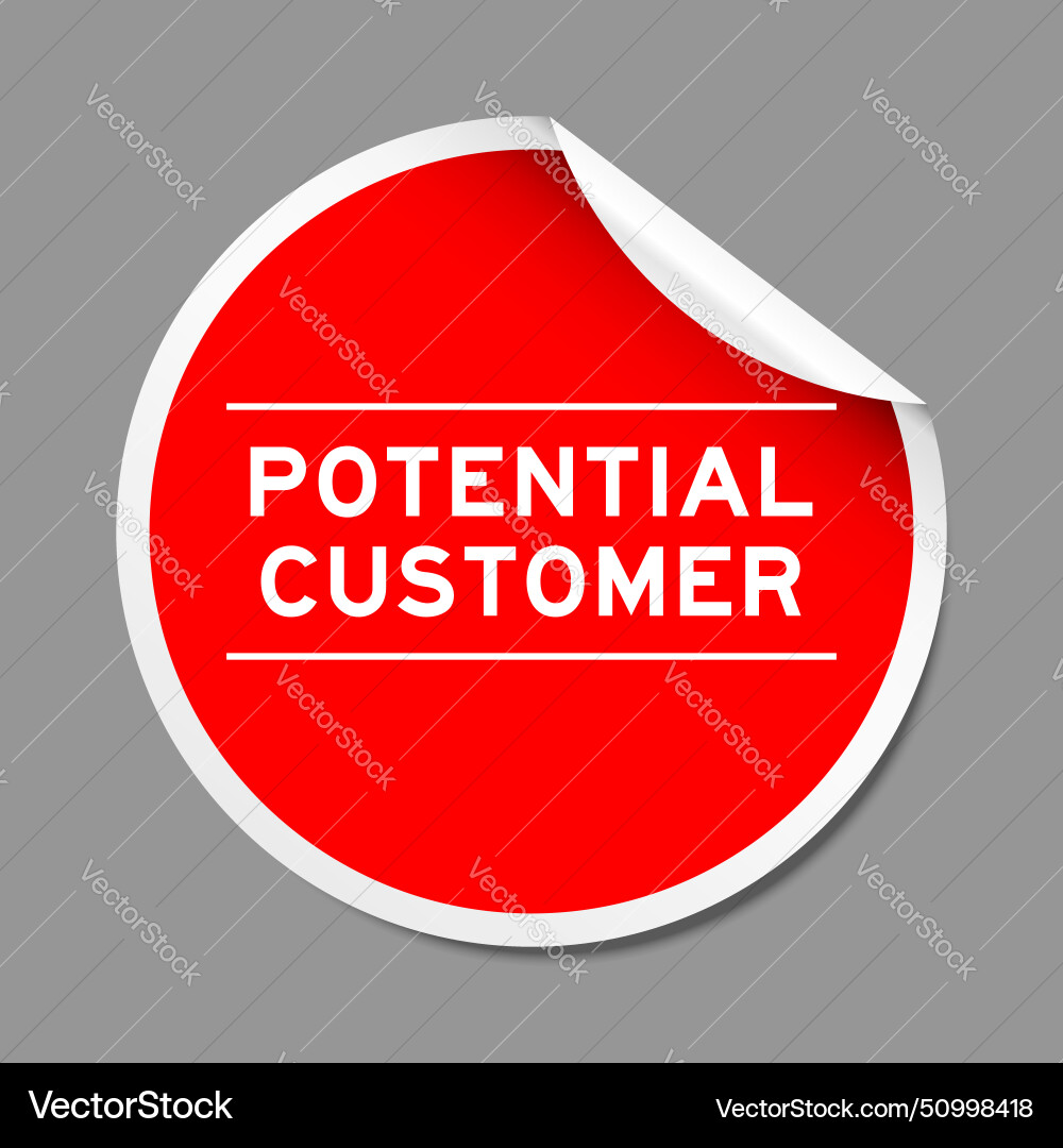 Red color peel sticker label with word potential Vector Image